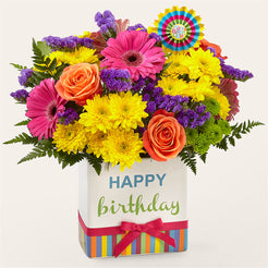 Birthday Brights Bouquet – colorful, green, orange, pink, purple ...