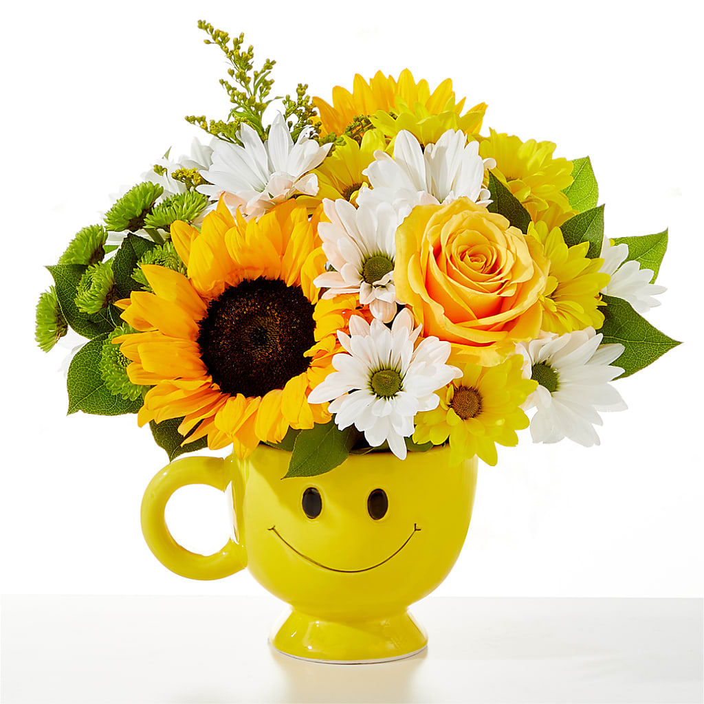 Be Happy Bouquet – green, white, yellow flower arrangement | Tarzana ...