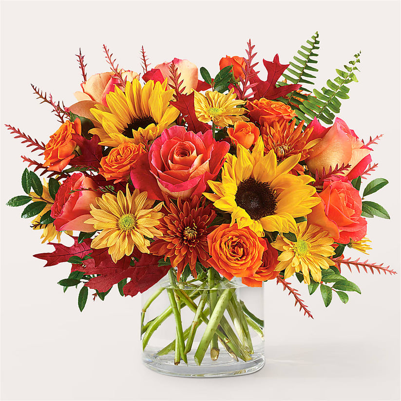 Fall Campfire Bouquet – bronze, orange, yellow flower arrangement ...
